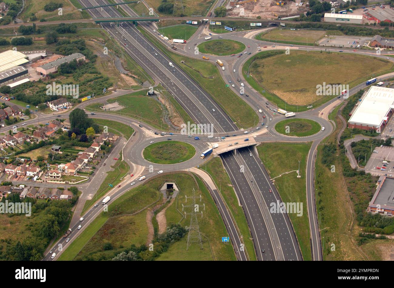 Aerial view of Churchbridge. Junction with M6 Toll Road motorway at ...