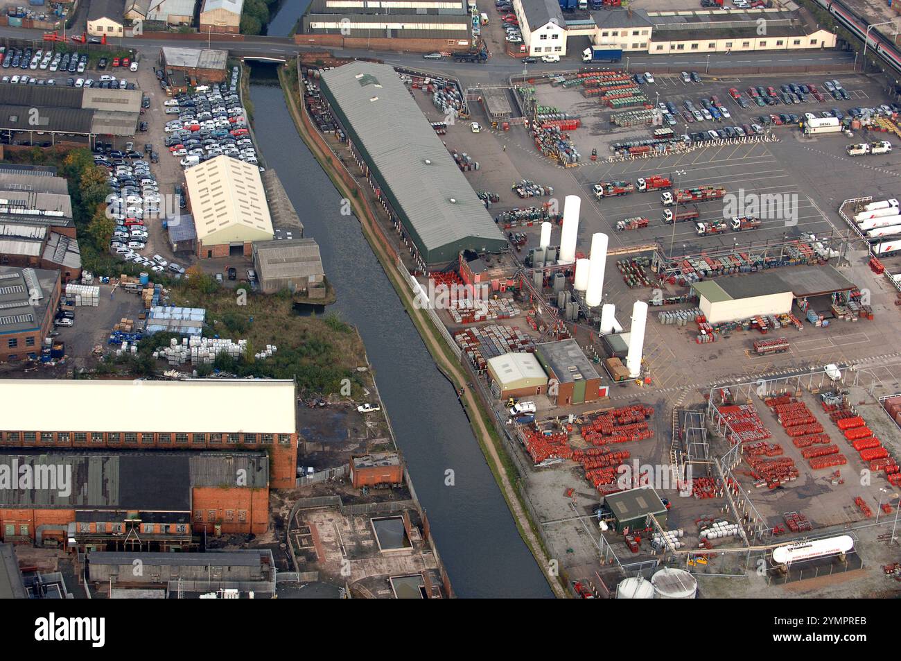 An aerial view of City of Wolverhampton industrial area with British ...