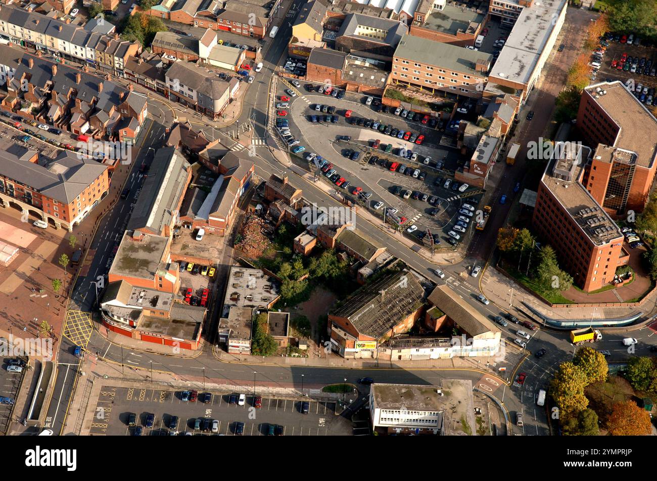 Aerial view of the City of Wolverhampton showing the Worcester Street ...