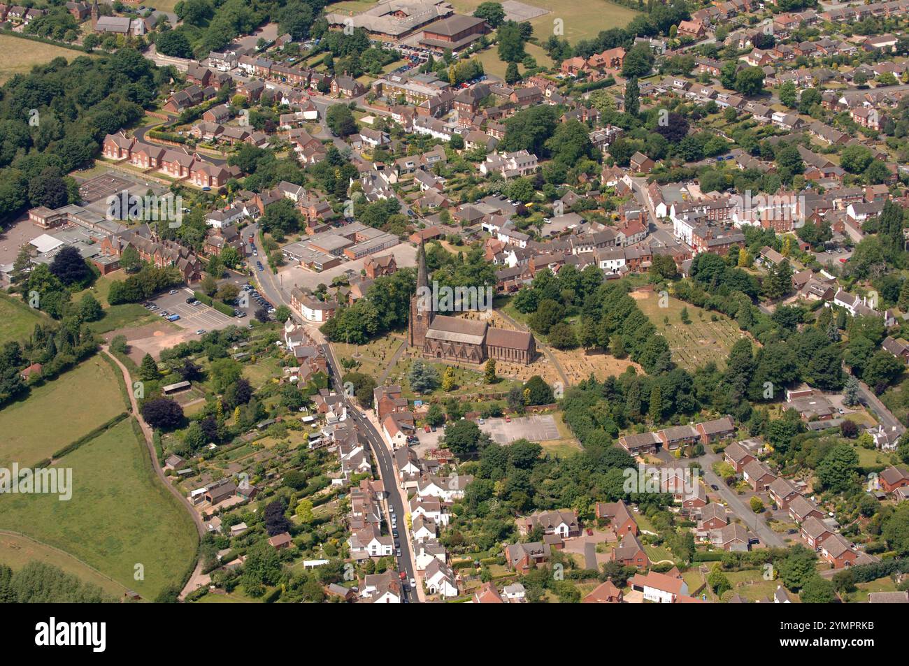 Aerial view of Brewood village in Staffordshire, England Stock Photo ...
