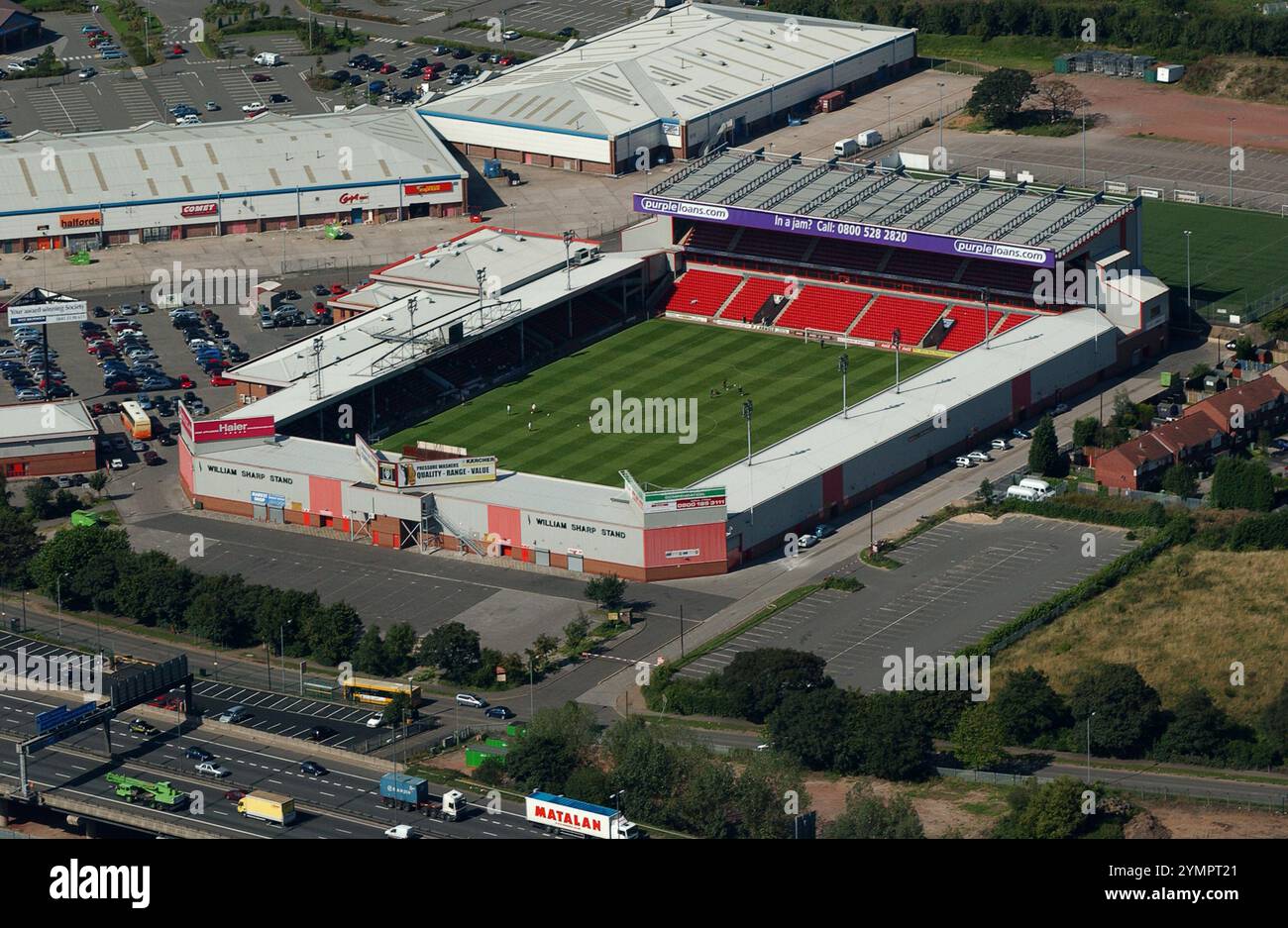 Aerial view of Walsall Football Club Bescot Stadium Stock Photo - Alamy