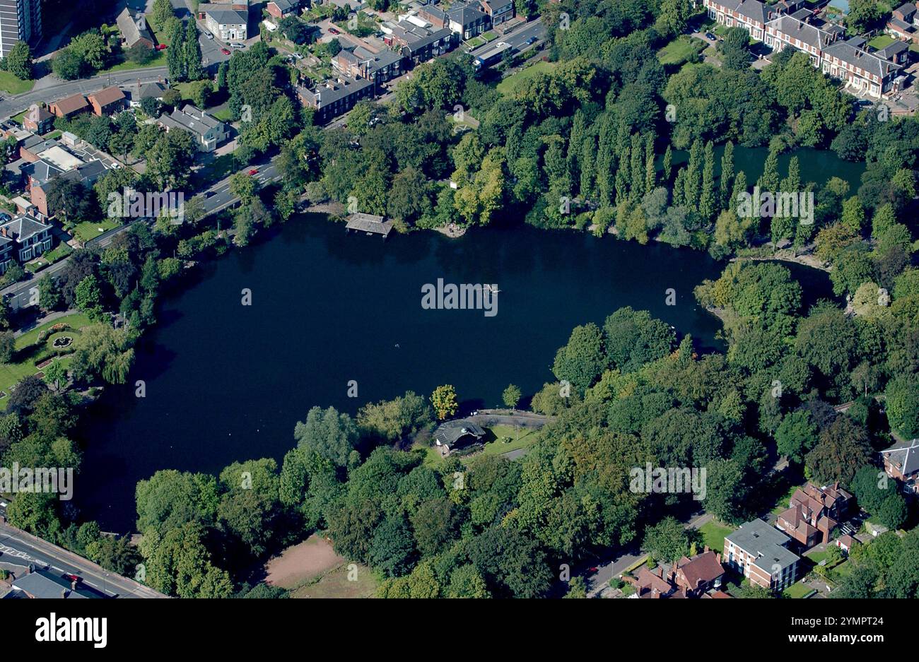 Aerial view Walsall Arboretum lake, Walsall, West Midlands, Uk Stock ...
