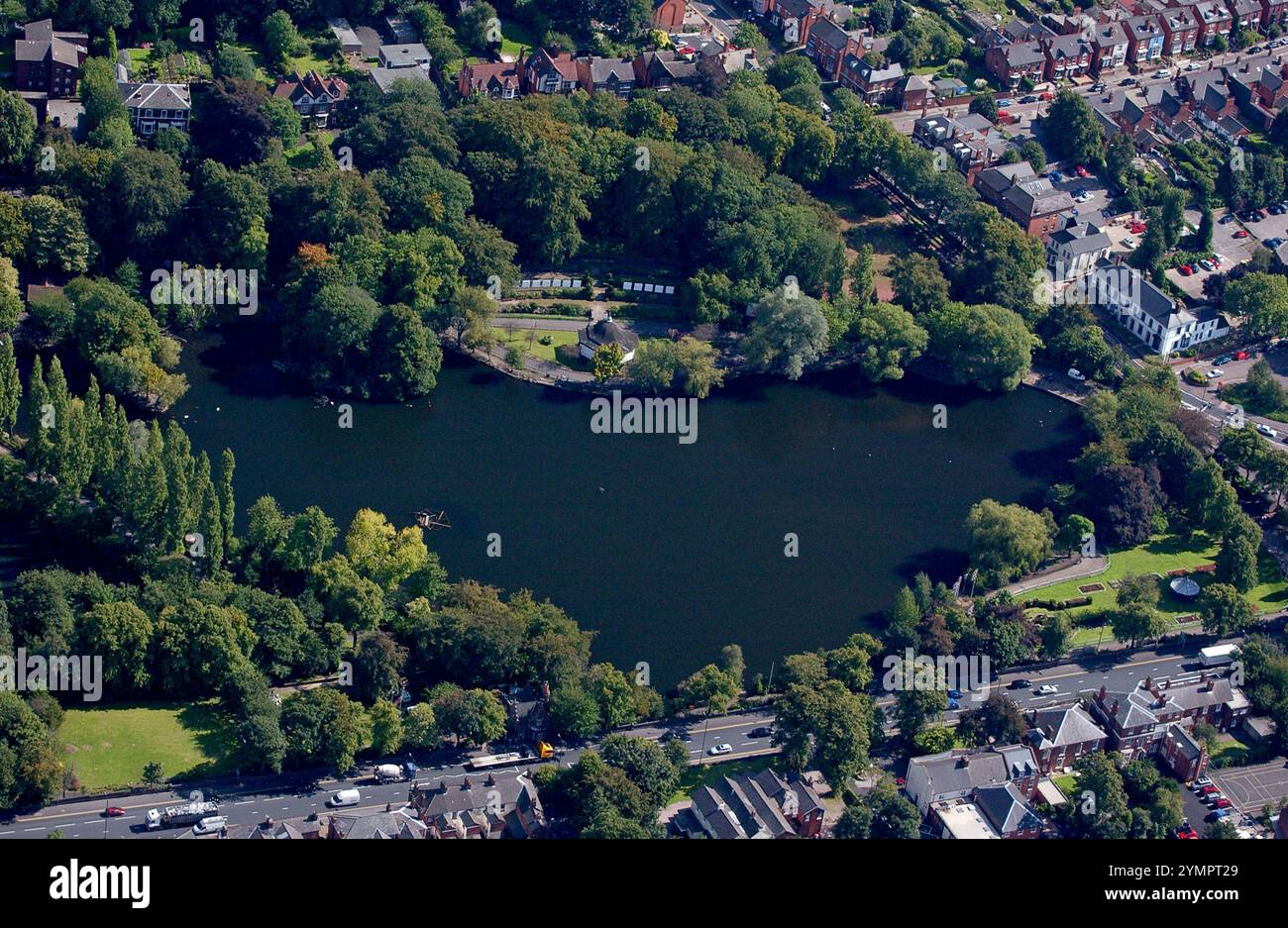 Aerial view Walsall Arboretum lake, Walsall, West Midlands, Uk Stock ...
