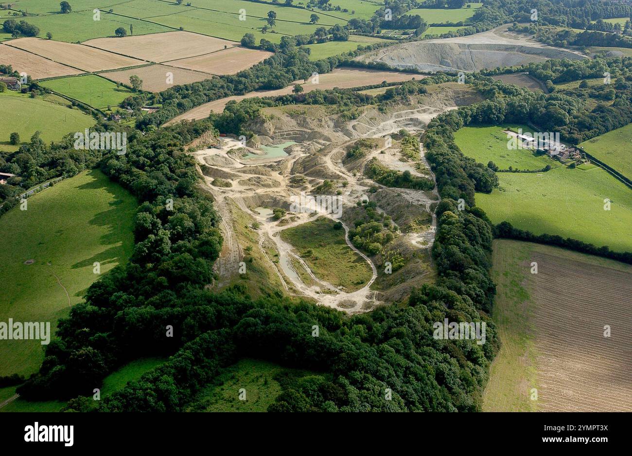 Aerial view of Wenlock Edge and quarry in Shropshire England Uk Stock ...