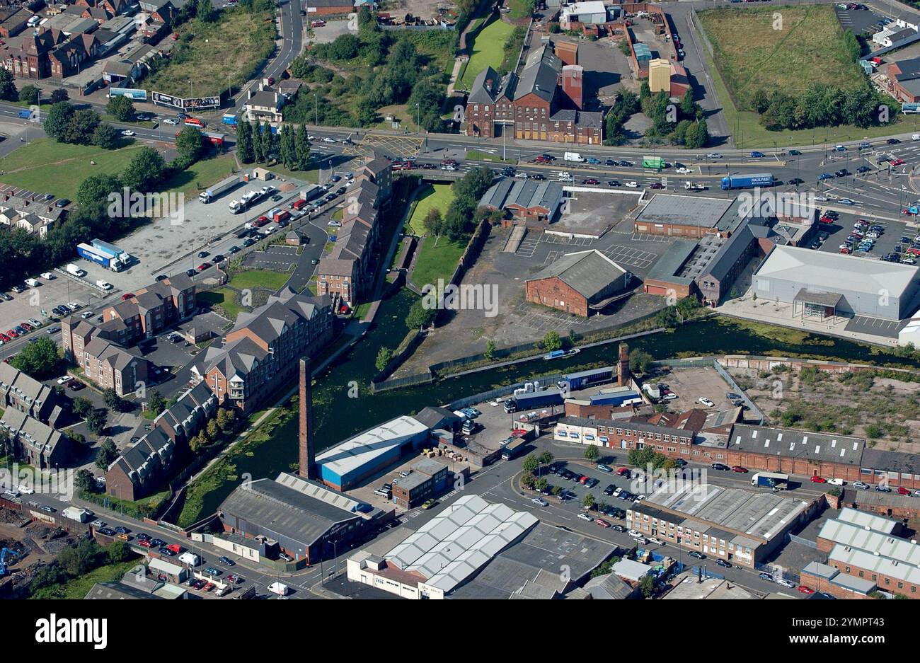Aerial view of Walsall Bottom Lock canal junction in Walsall West ...