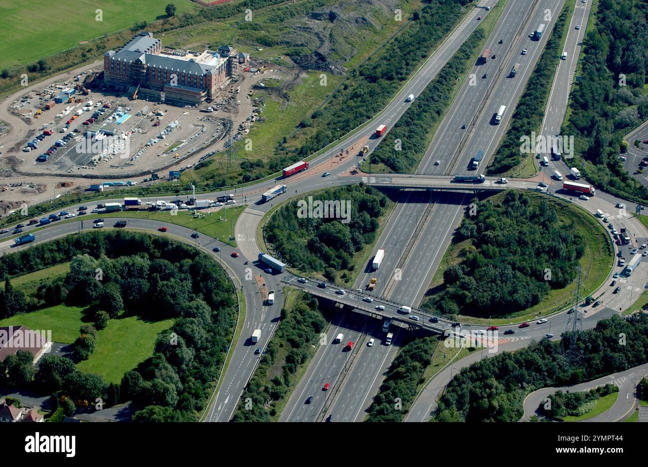 Aerial view of junction 10 of the M6 motorway at Walsall West Midlands ...
