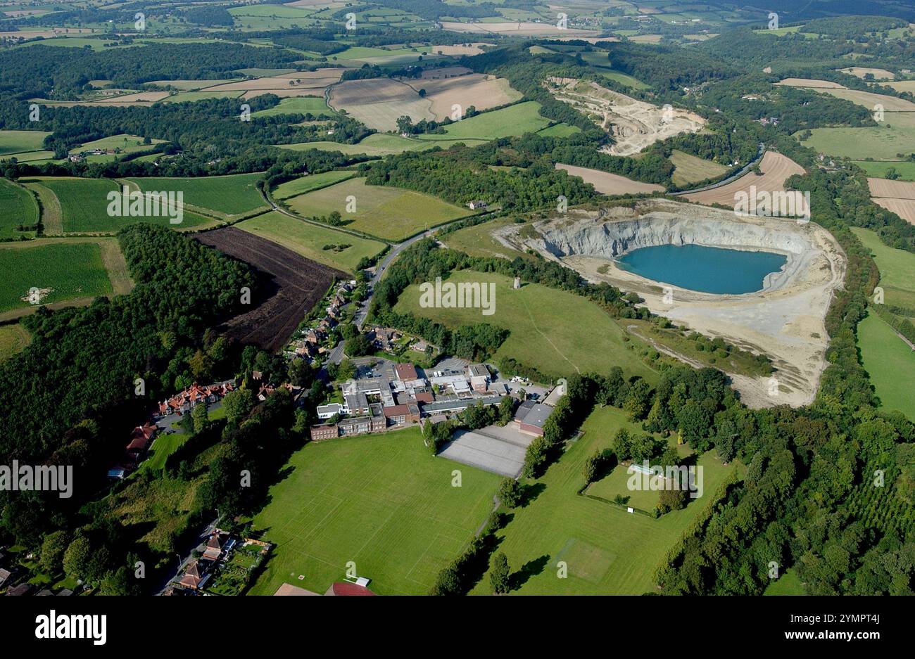 Aerial view William Brookes School and Shadwell Quarry near Much ...