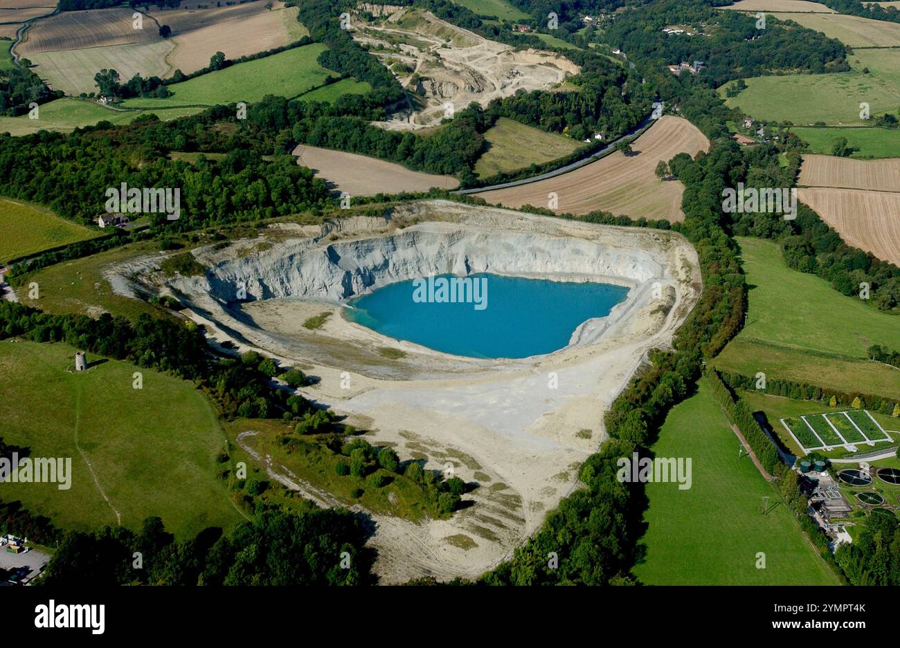 Aerial view Shadwell Quarry near Much Wenlock in Shropshire England ...