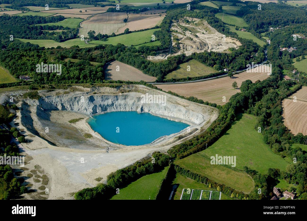 Aerial view Shadwell Quarry near Much Wenlock in Shropshire England ...