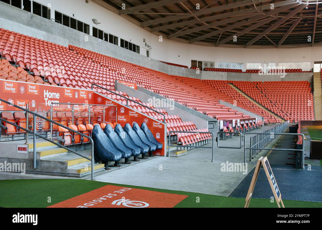 A view of the Home Team Dug Out, at Bloomfield Road, Blackpool Football ...