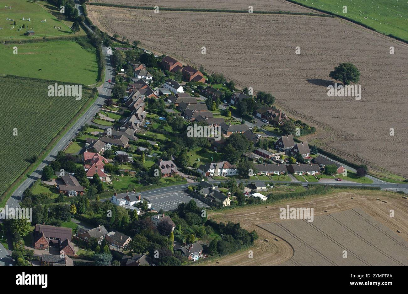 Aerial view of the English village of Bishops Wood in Stadffordshire ...