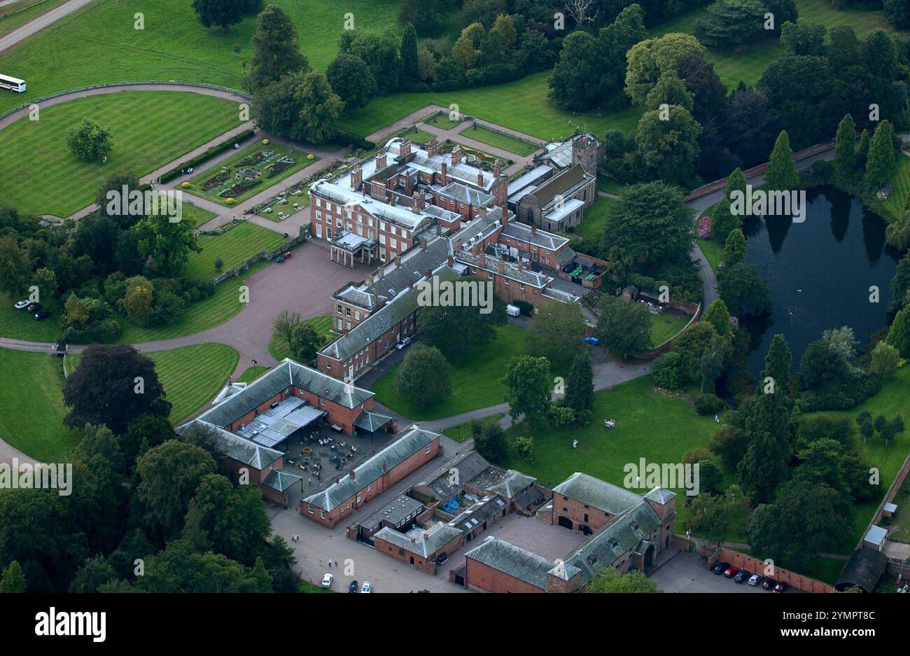Aerial view of Weston Park Hall on the Shropshire and Staffordshire ...