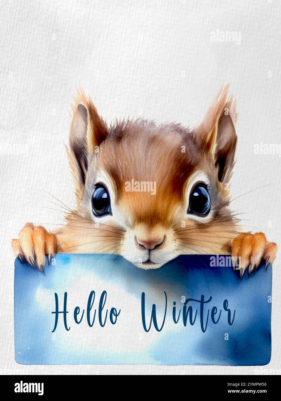 A winter scene featuring a squirrel, playfully exploring its snowy ...