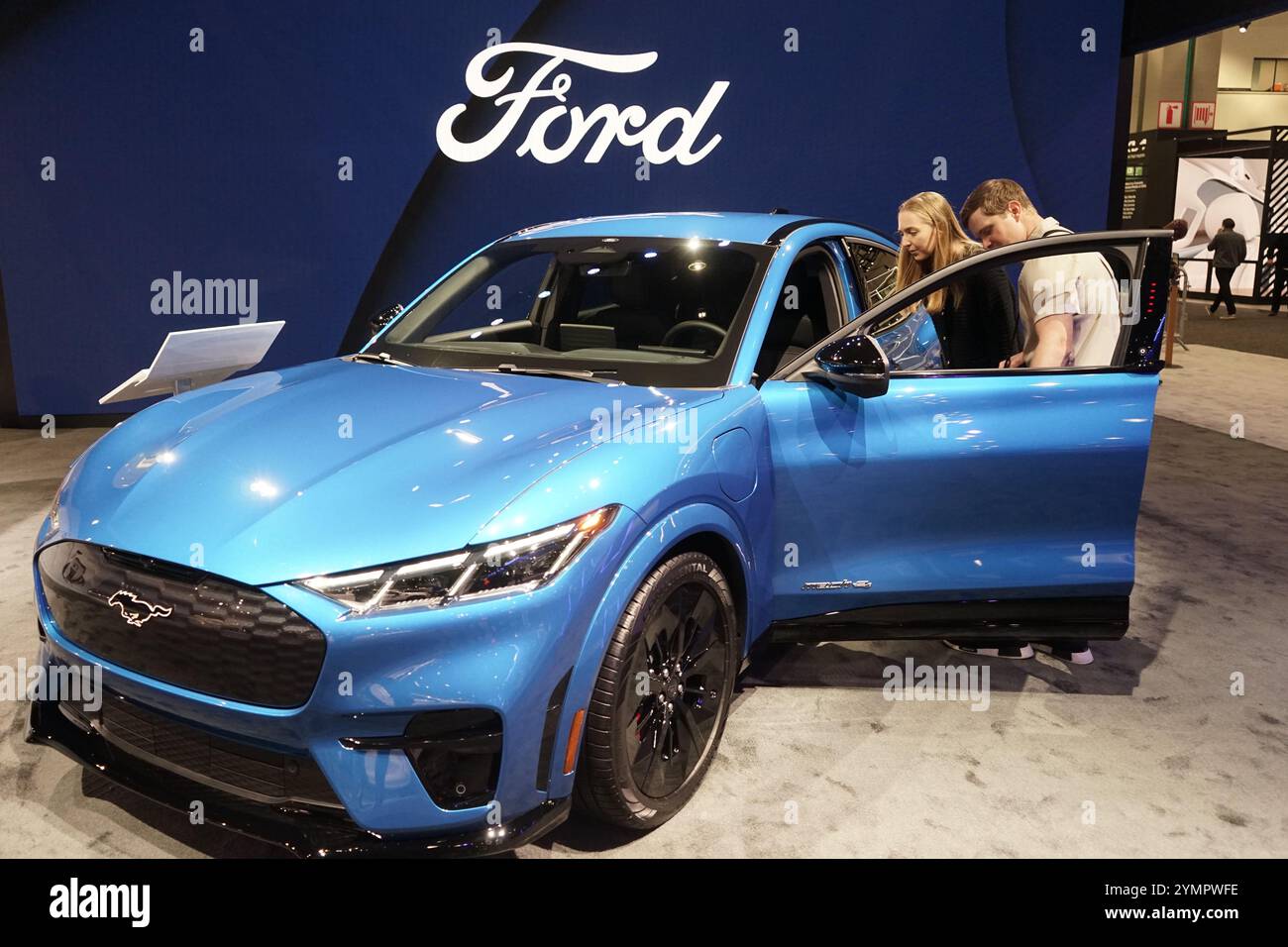 Los Angeles, USA. 21st Nov, 2024. People look at a car during a media ...