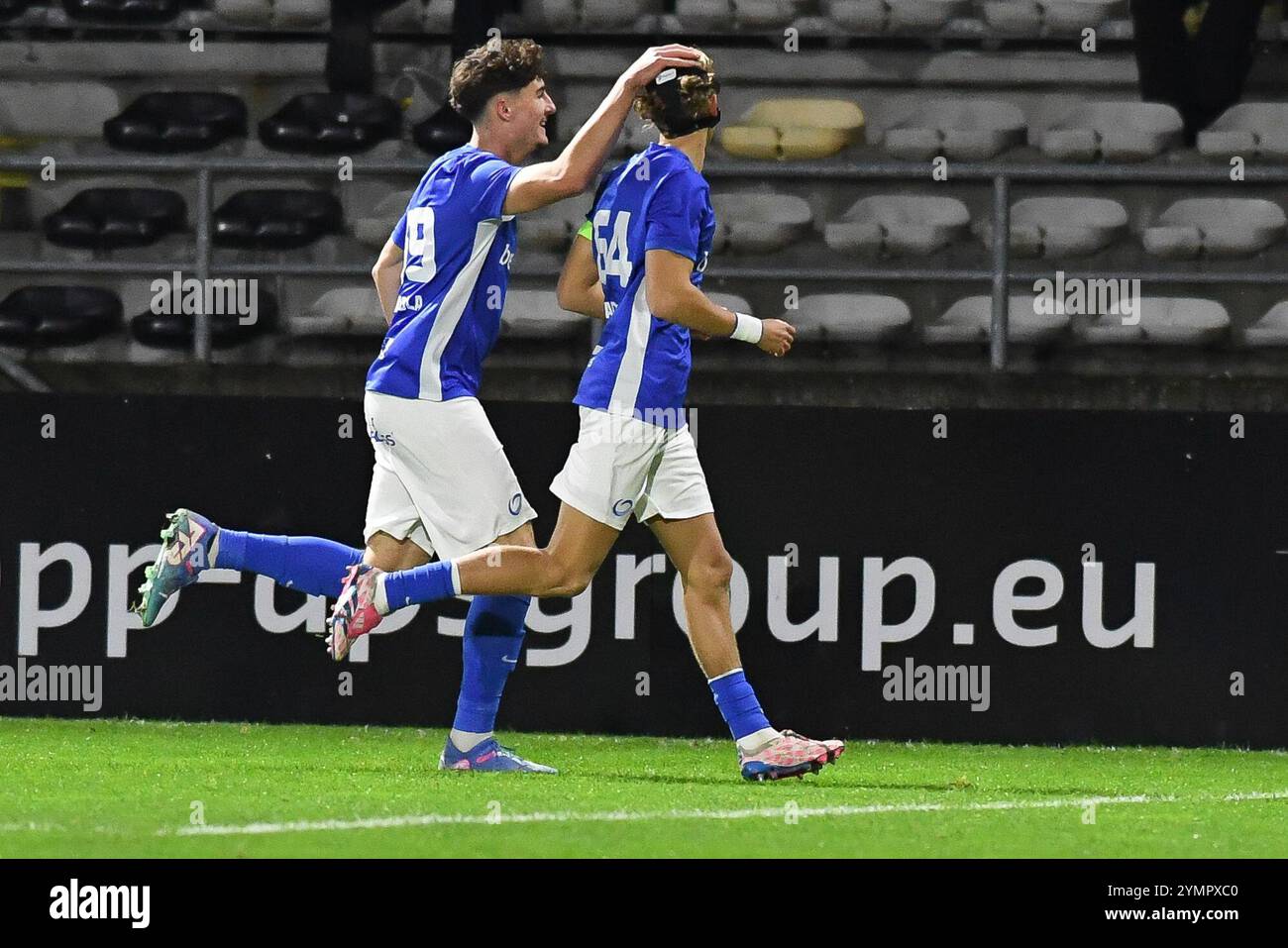 Lier, Belgium. 22nd Nov, 2024. Genk's Nolan Martens celebrates after ...