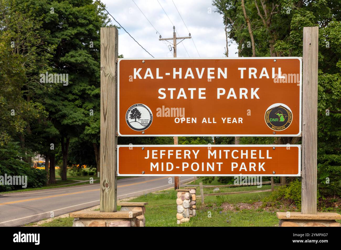 Trail sign, Kal-Haven Trail Sequicentennial State Park, Kalamazoo ...