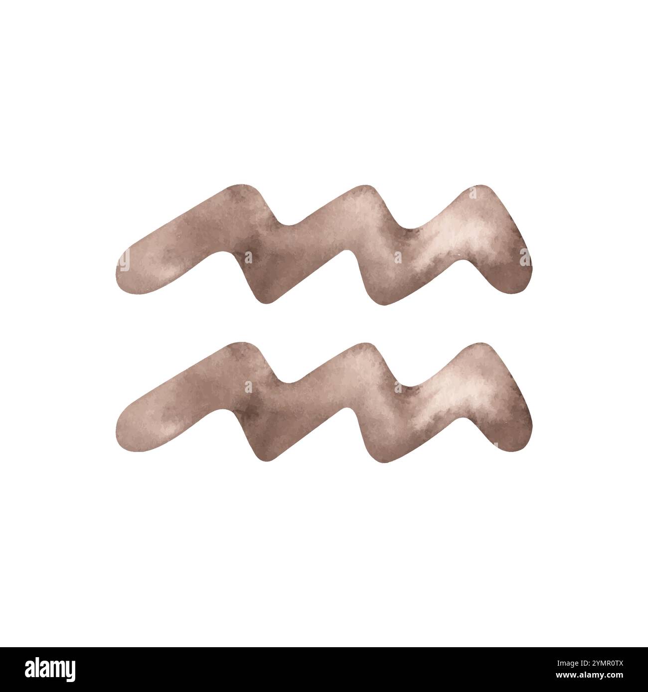 Zodiac watercolor hand-drawn illustration with symbols aquarius ...