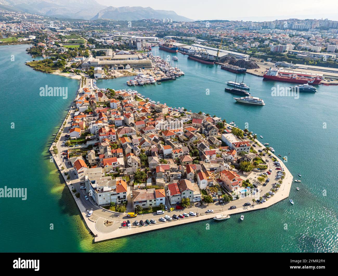 Aerial view of Vranjic village, for his beaty, the town is also known ...