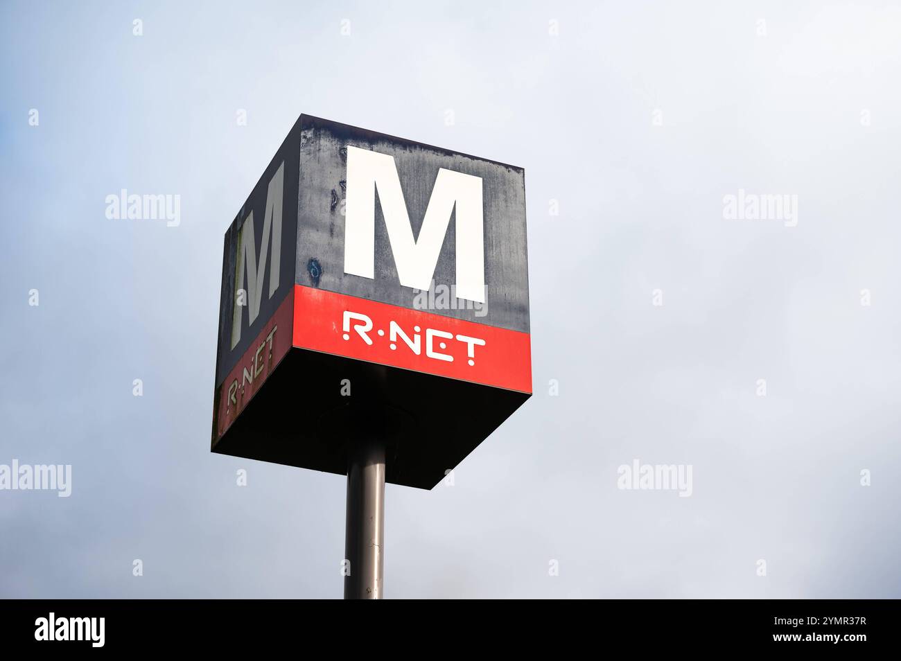 Sign of the Amsterdam metro system in Amsterdam, The Netherlands, NOV ...