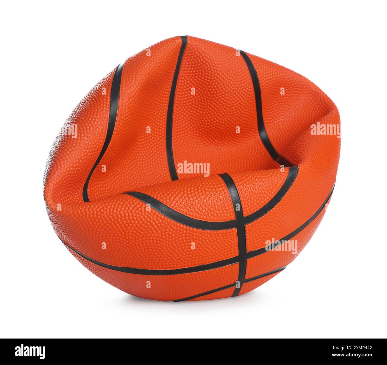 One deflated basketball ball isolated on white Stock Photo - Alamy