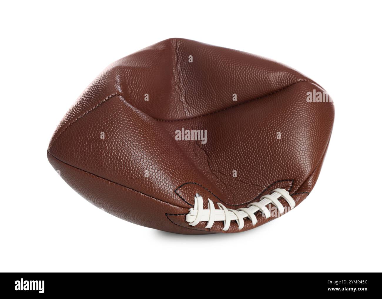 One deflated American football ball isolated on white Stock Photo - Alamy
