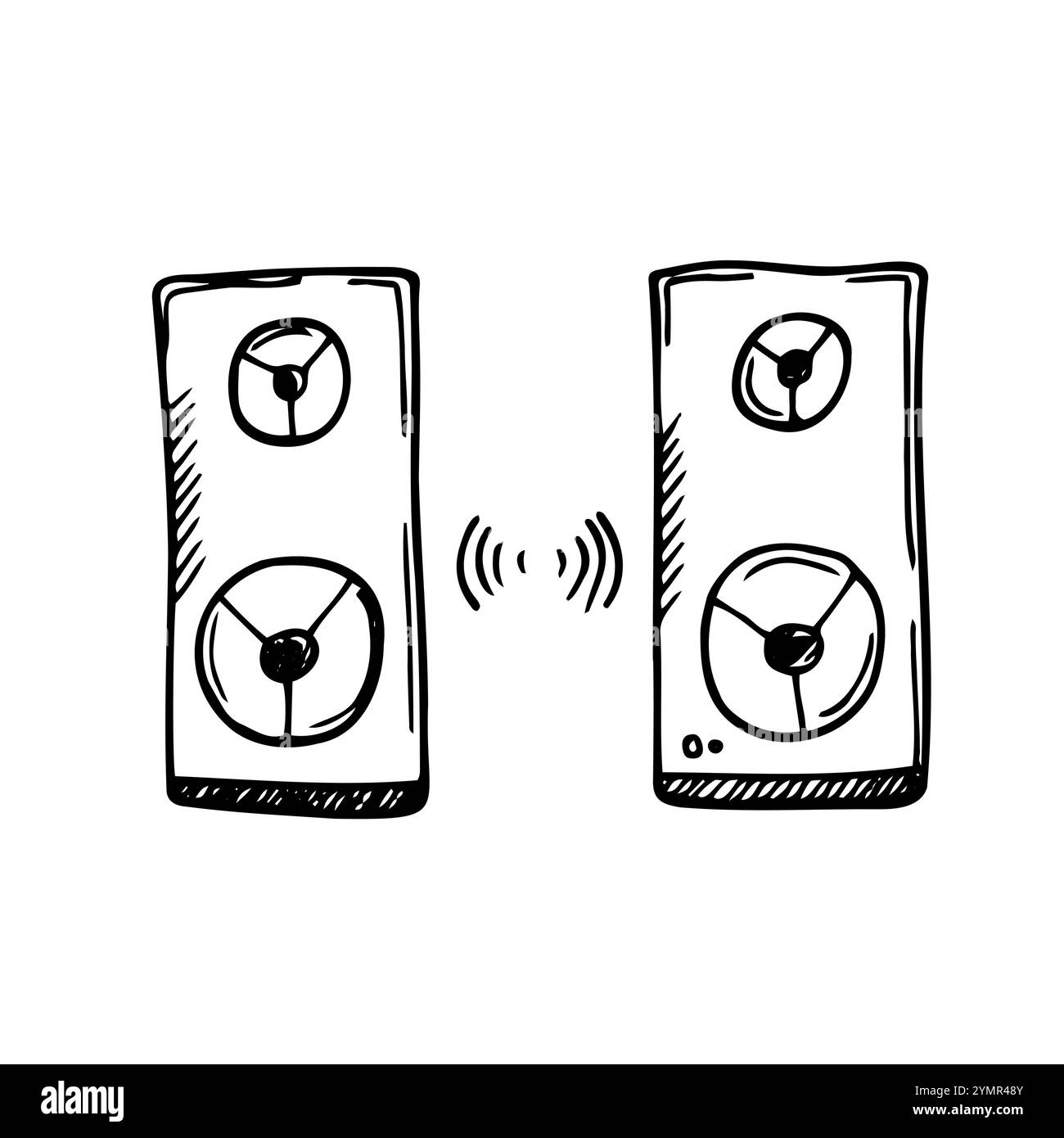 Doodle speakers icon illustration on a white background. Music concept ...