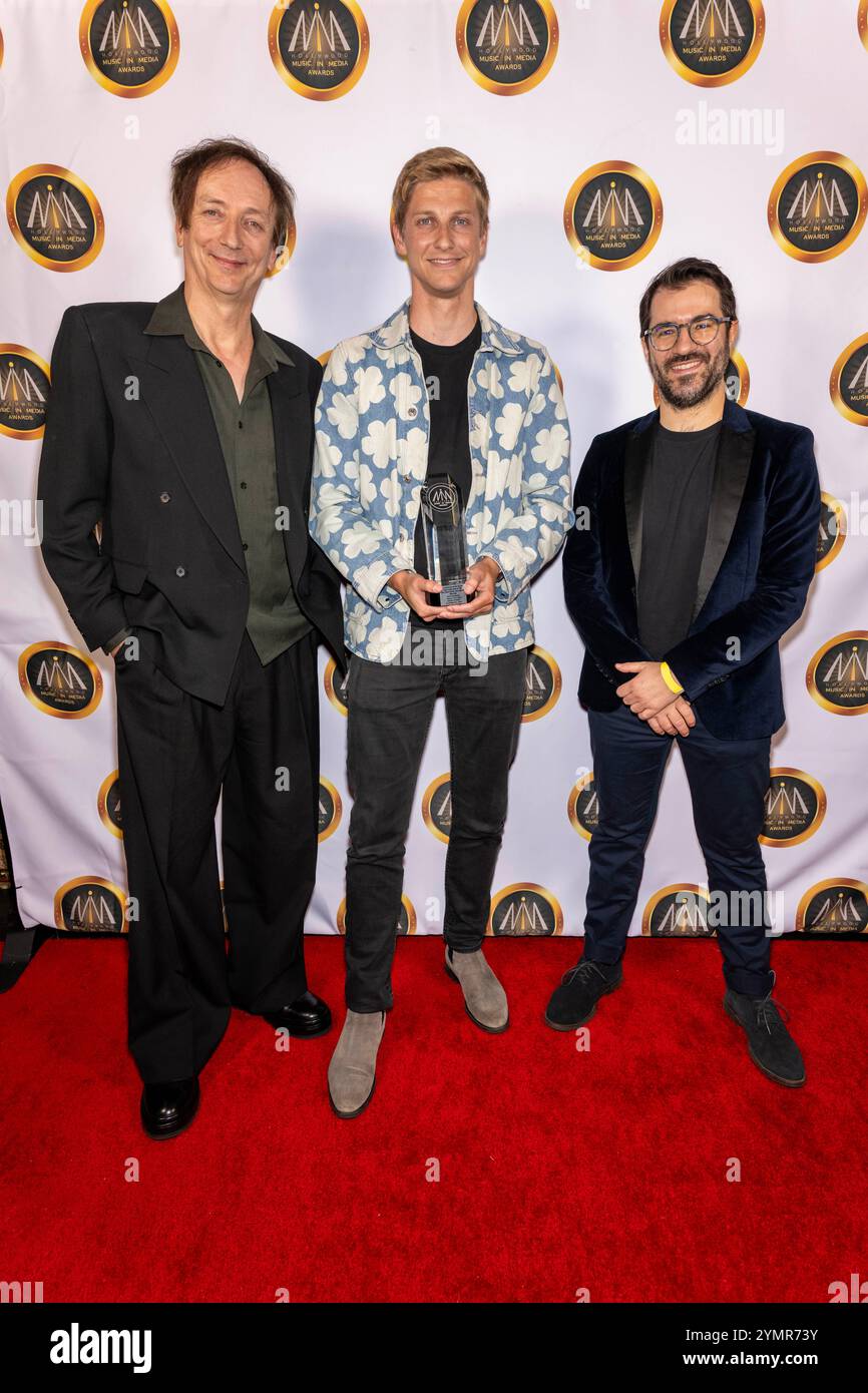 Musicians Volker Bertelmann, Matthew Carl Earl, Laurent Courbier attend ...