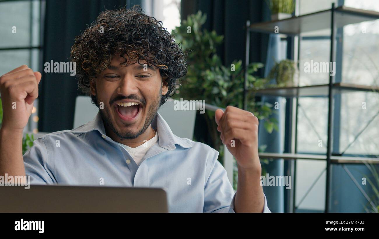 Surprised shocked amazed Arabian Indian Latino man ethnic male guy ...