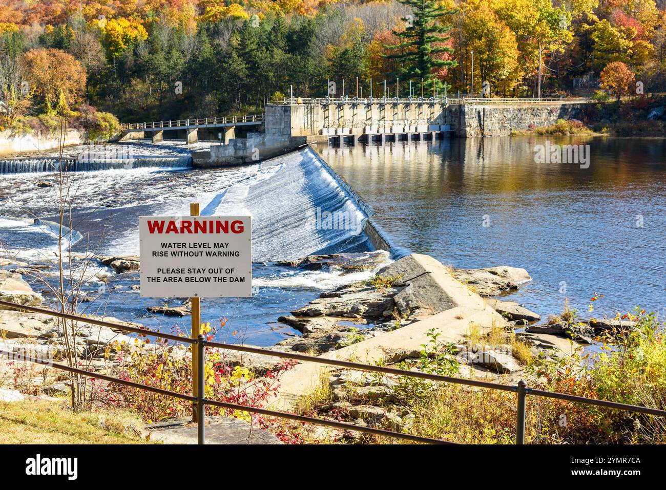 Warning sign on a hydroelectric dam telling people to stay out of the ...