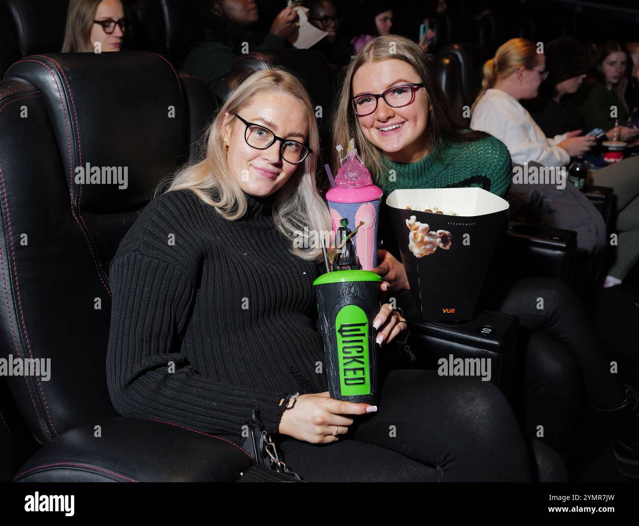 EDITORIAL USE ONLY Cinemagoers inside Vue West End in London's Leicester Square on opening night ...