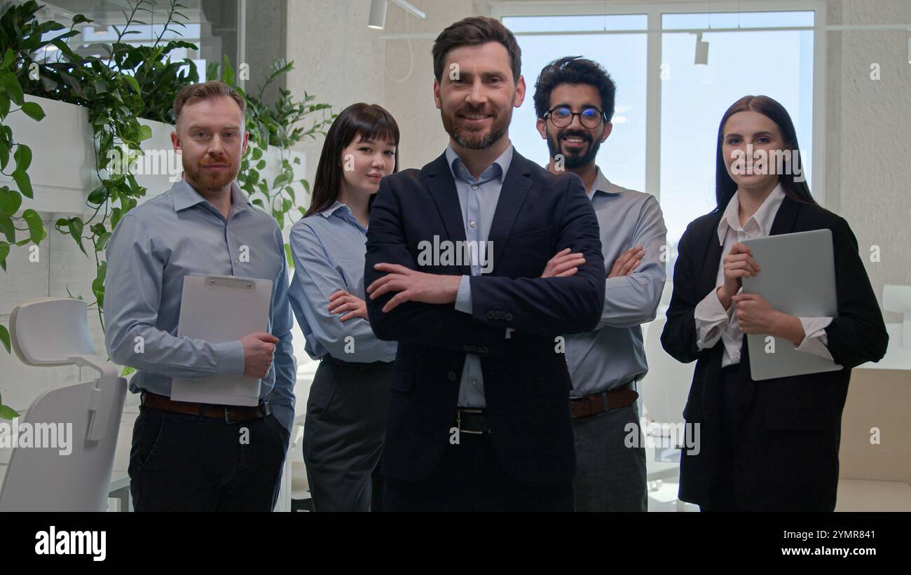 Portrait man confident CEO leader chief boss crossed arms posing in ...