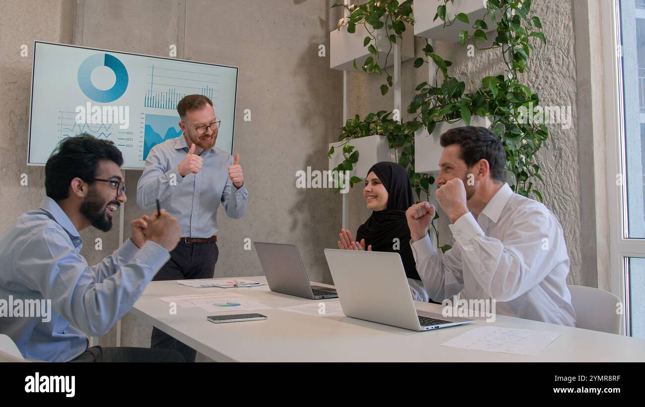 Happy diverse multinational business hi-res stock photography and ...