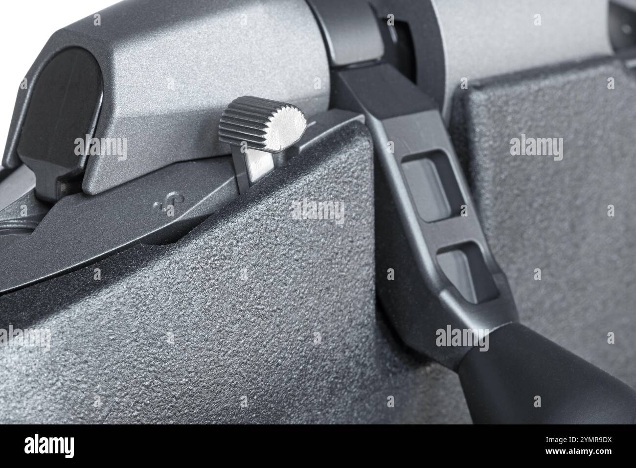 Modern bolt action rifle safety in the position to fire a shot with the ...