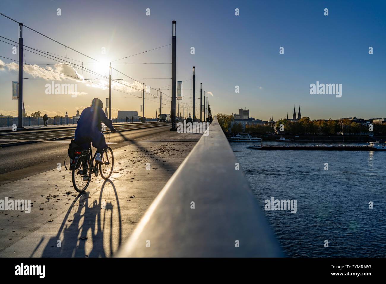 Traffic on the Kennedy Bridge, middle of the 3 Rhine bridges in Bonn ...