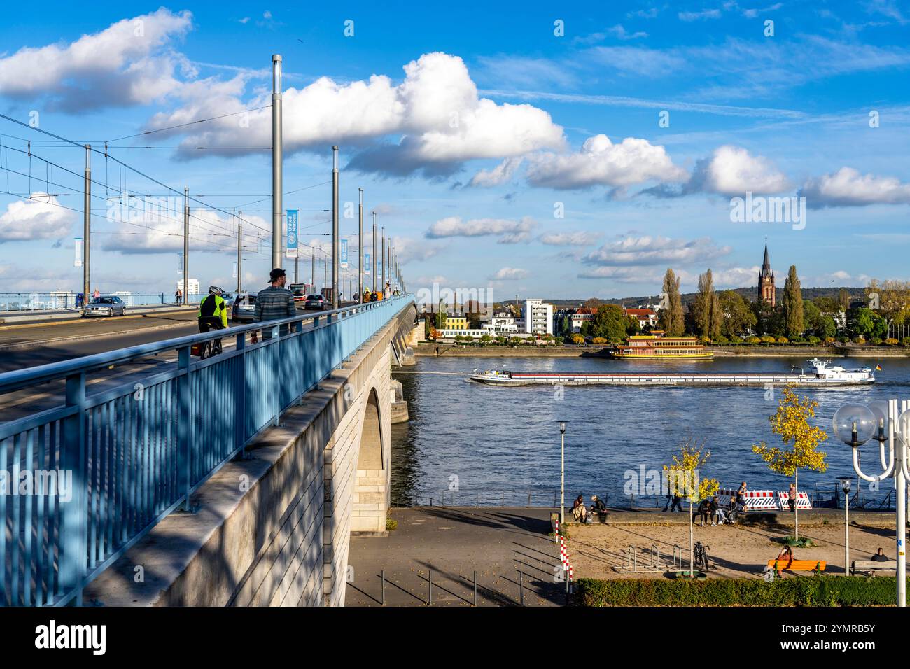 The Kennedy Bridge, the middle of Bonn's 3 Rhine bridges, connects the ...