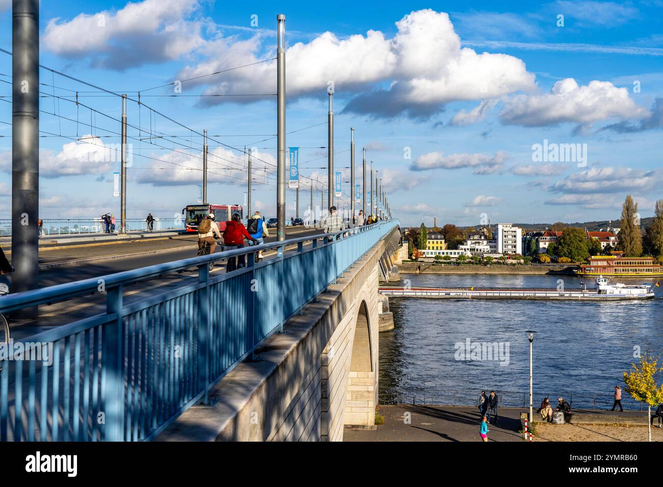 The Kennedy Bridge, the middle of Bonn's 3 Rhine bridges, connects the ...