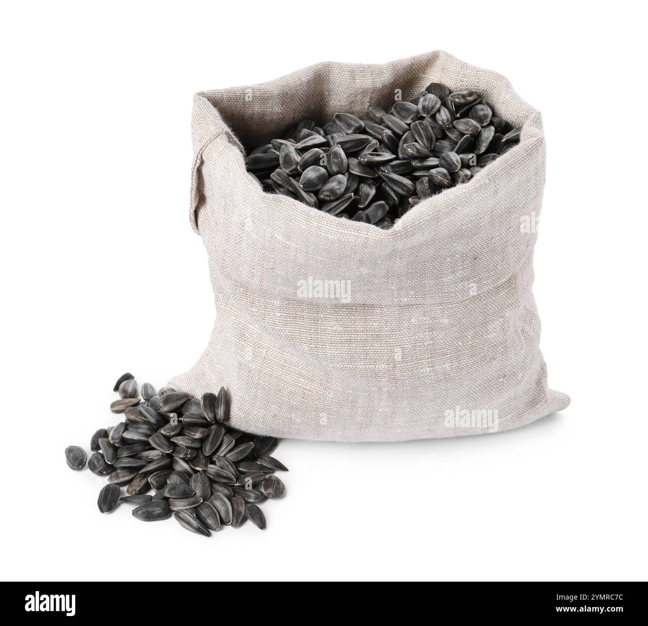 Sunflower seeds in burlap sack isolated on white Stock Photo - Alamy