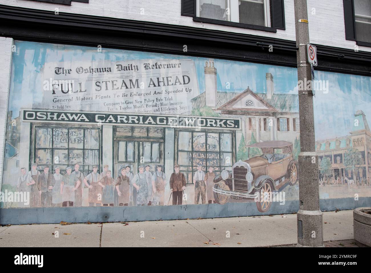 Historic mural Oshawa Carriage Works on Simcoe Street North in downtown ...