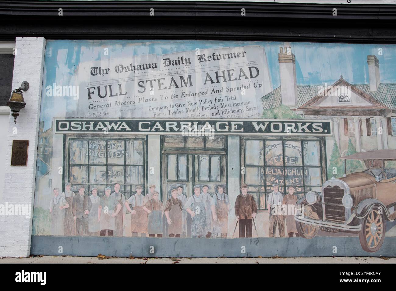 Historic mural Oshawa Carriage Works on Simcoe Street North in downtown ...