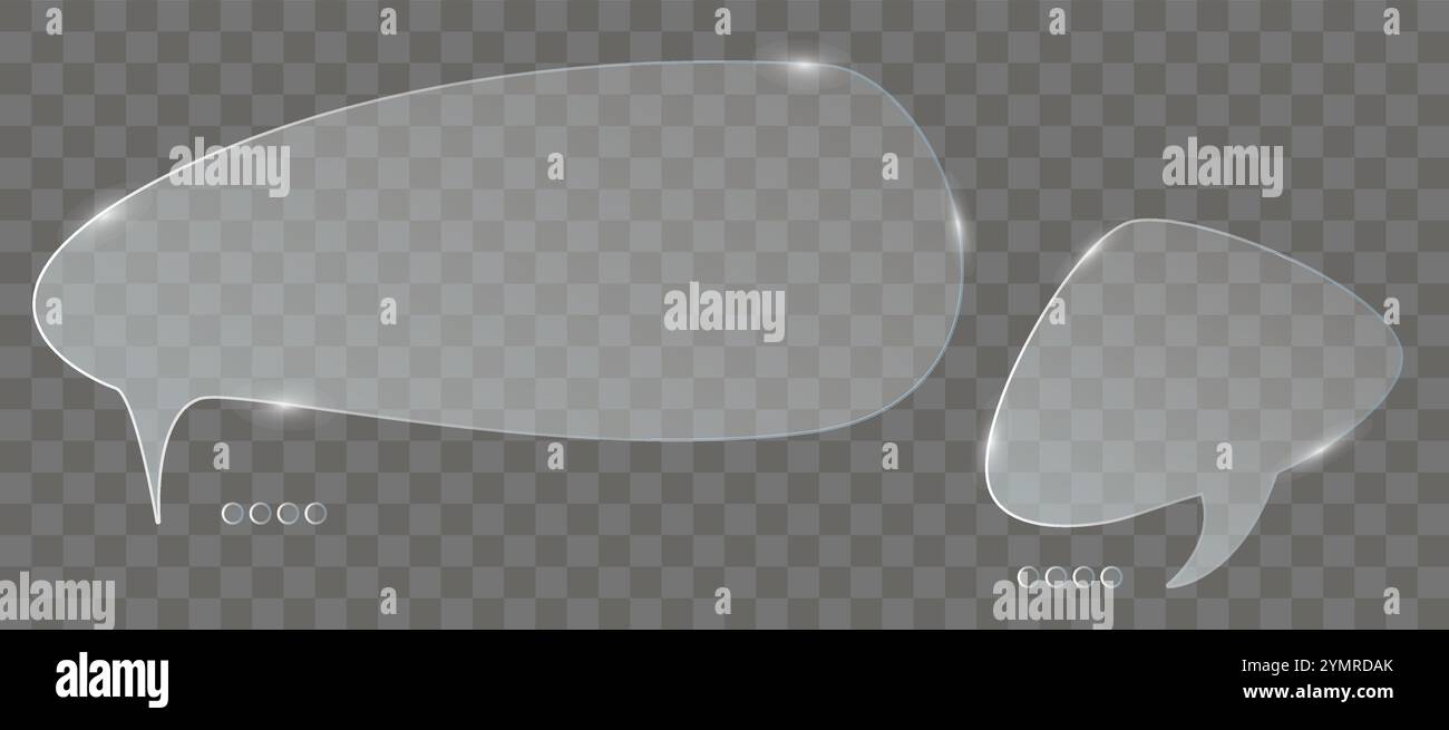 Chat dialog boxes glases. Set of realistic glass speech ballon ...