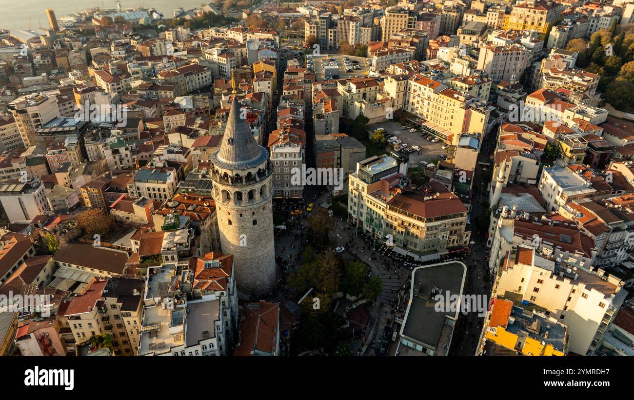 Galata Tower The view of Istanbul as the sunset. A magnificent visual ...