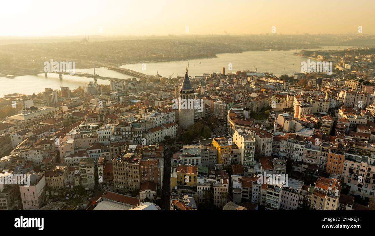 Galata Tower The view of Istanbul as the sunset. A magnificent visual ...
