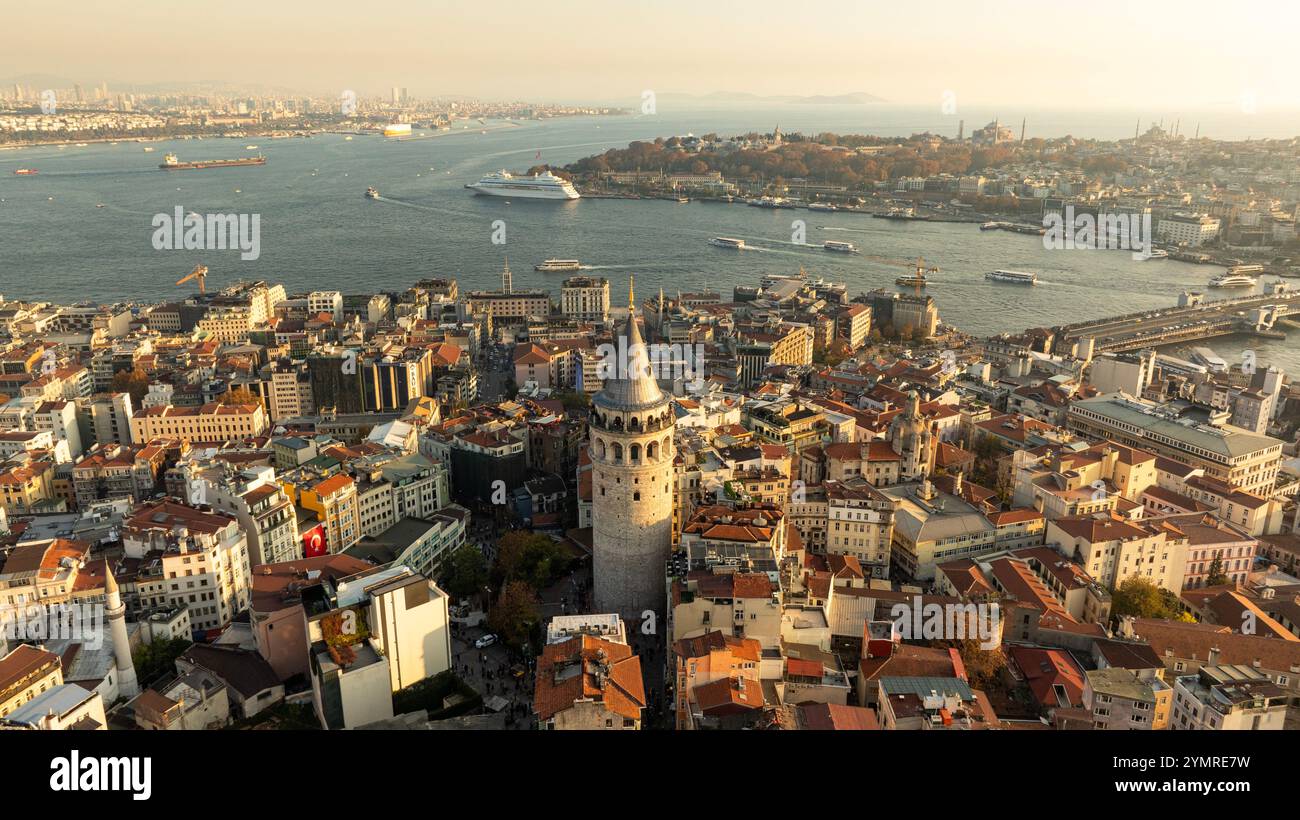 Galata Tower The view of Istanbul as the sunset. A magnificent visual ...