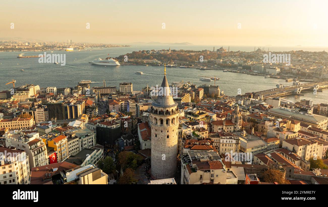 Galata Tower The view of Istanbul as the sunset. A magnificent visual ...