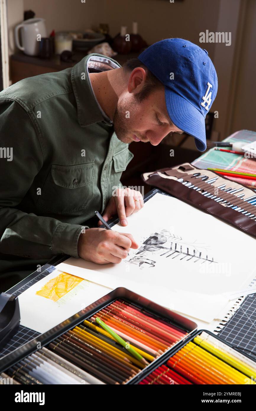 Children's book author and illustrator Jon Klassen at his Los Angeles ...