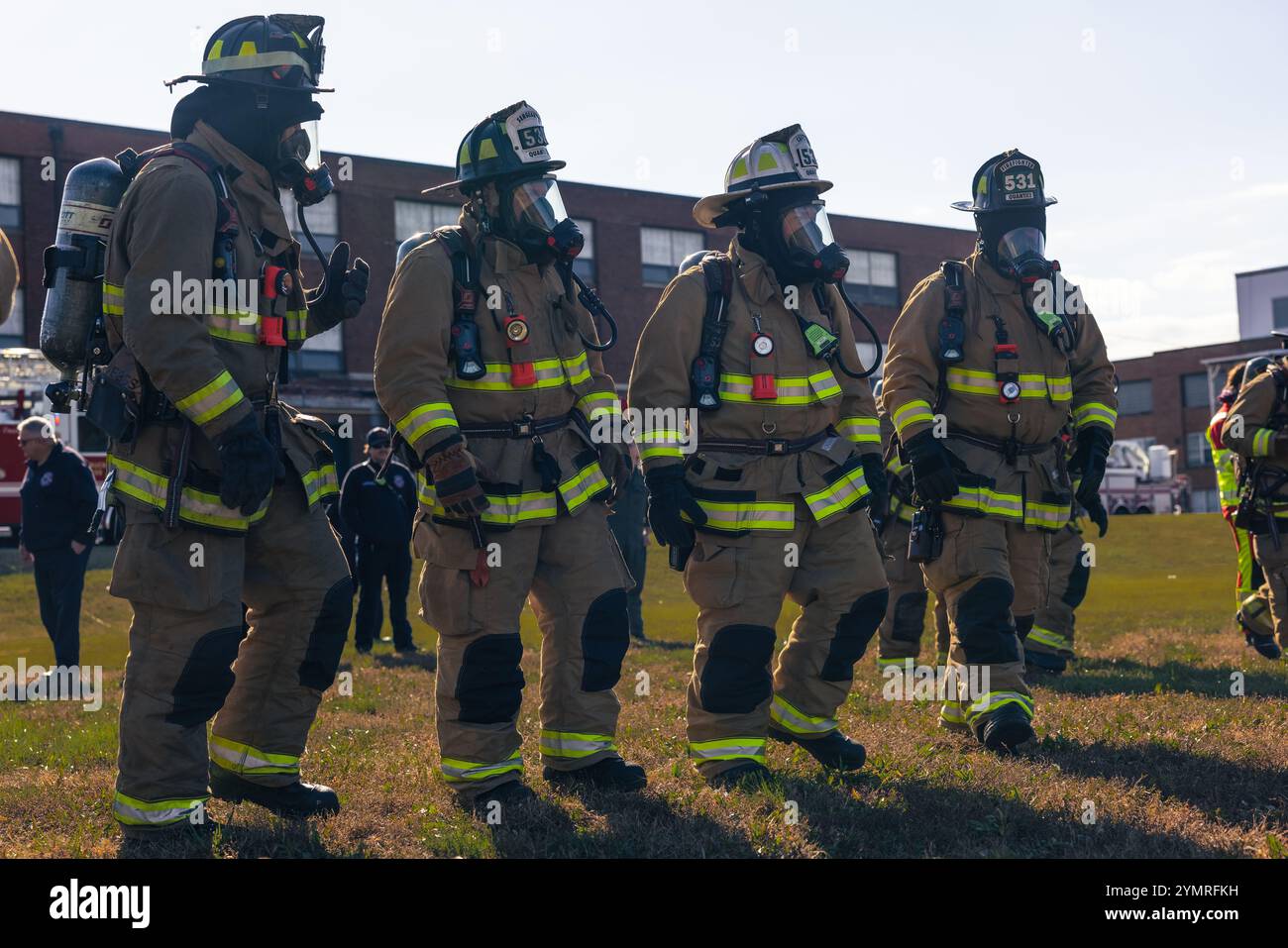 Firefighters with Quantico Fire and Emergency Services gather to ...