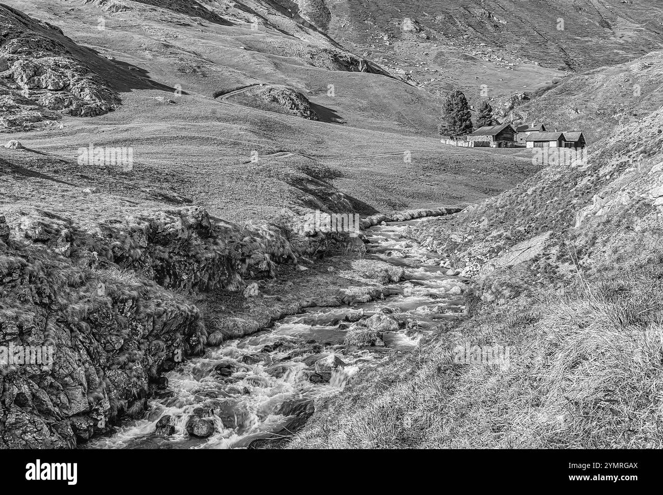 Mountains mountain landscape upper Black and White Stock Photos ...
