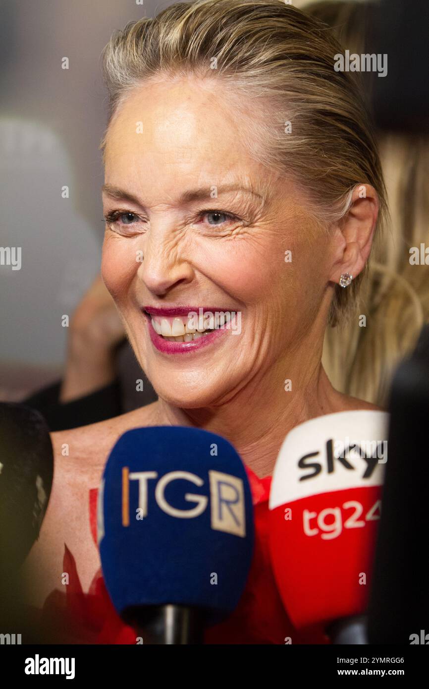 Turin, Italy. 22nd Nov, 2024. American actress Sharon Stone on red ...