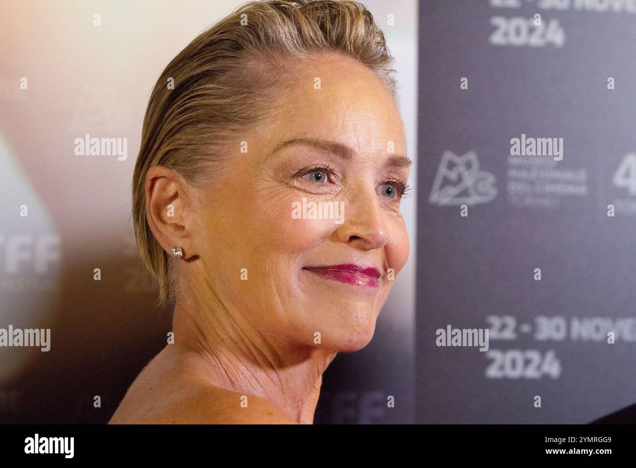 Turin, Italy. 22nd Nov, 2024. American actress Sharon Stone on red ...