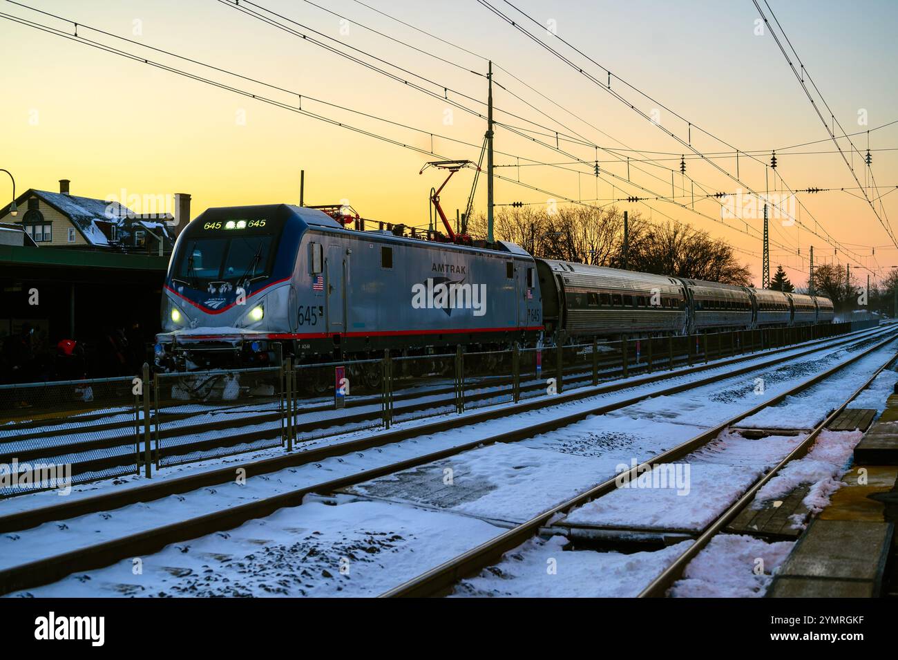 Rail Vehicles in the snow in the Philadelphia area Stock Photo - Alamy